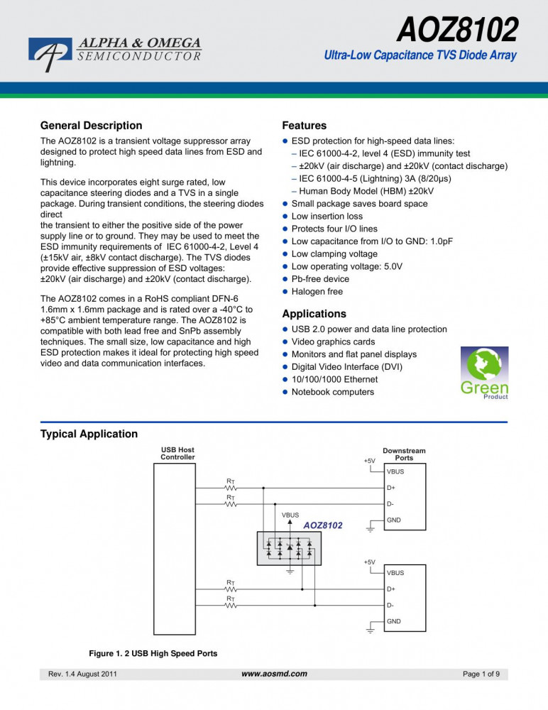 AOZ8102DI datasheet page 1