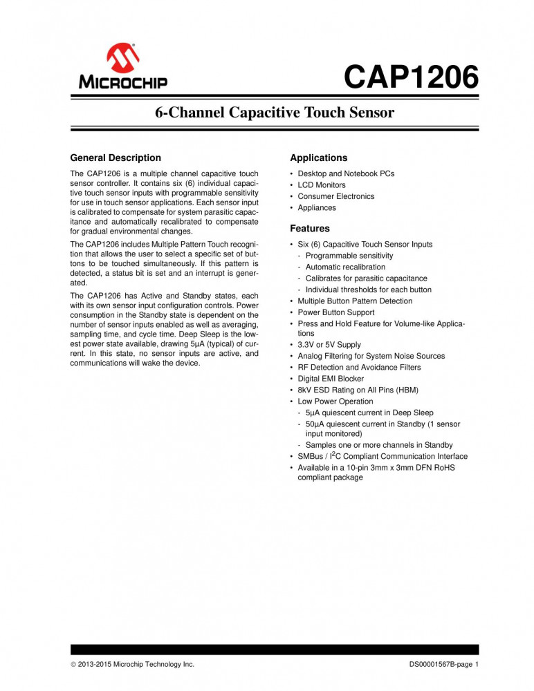 CAP1206 datasheet page 1