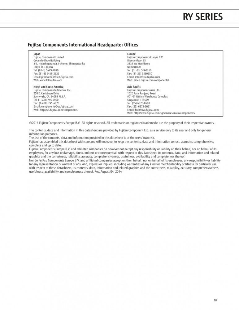 RY Series datasheet page 10