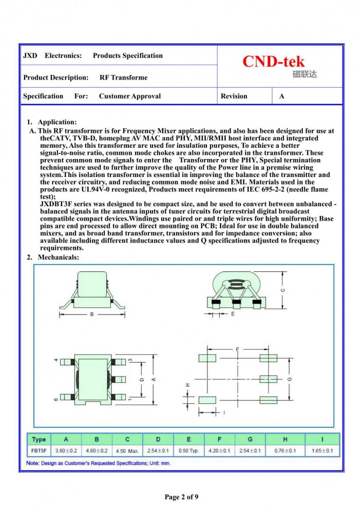 JXDBT3F-434PT-S226-2S specification page 2