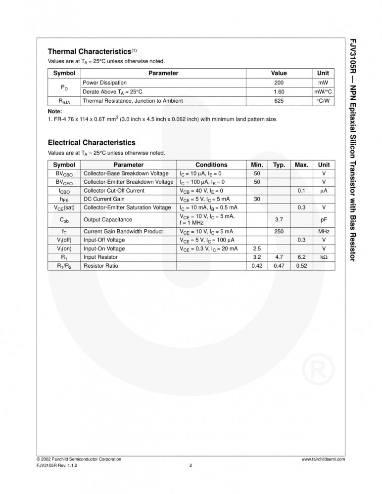 FJV3105R datasheet page 2