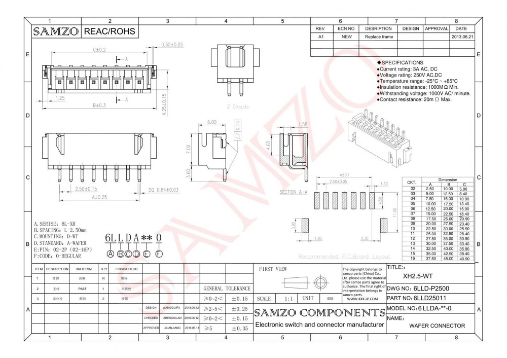 SAMZO 6LLDA040 technical drawing