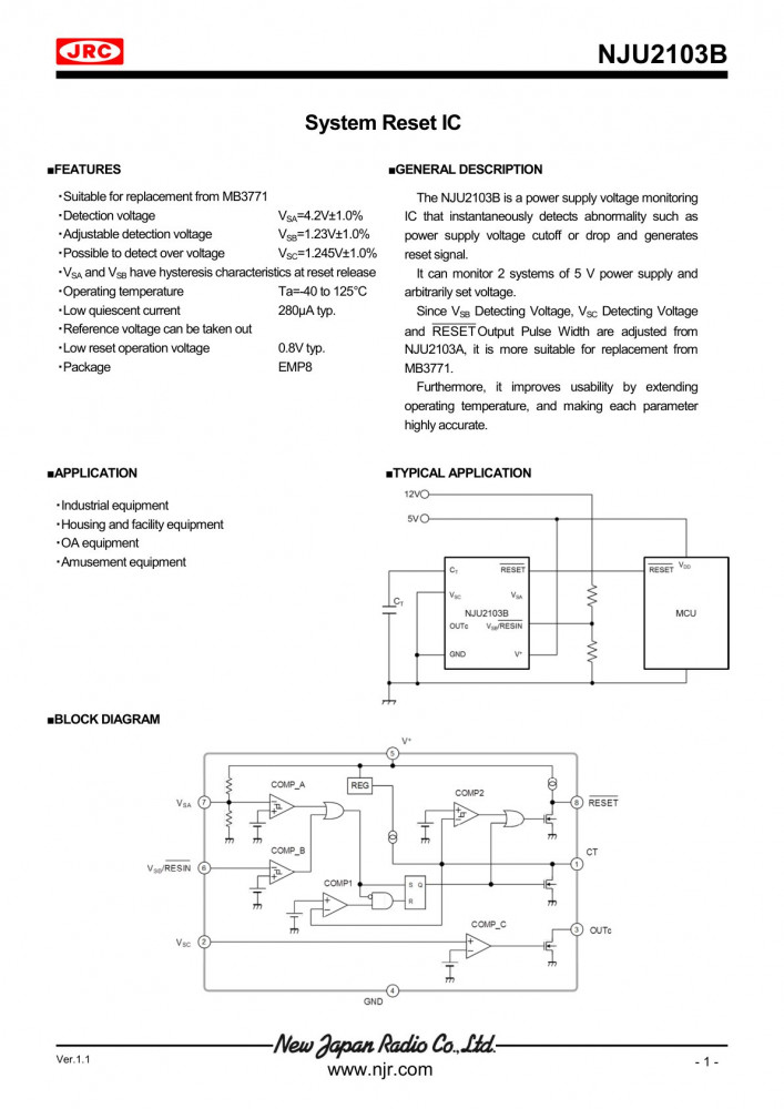 NJU2103B technical document page 1
