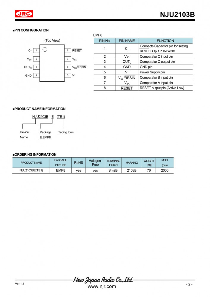 NJU2103B technical document page 2