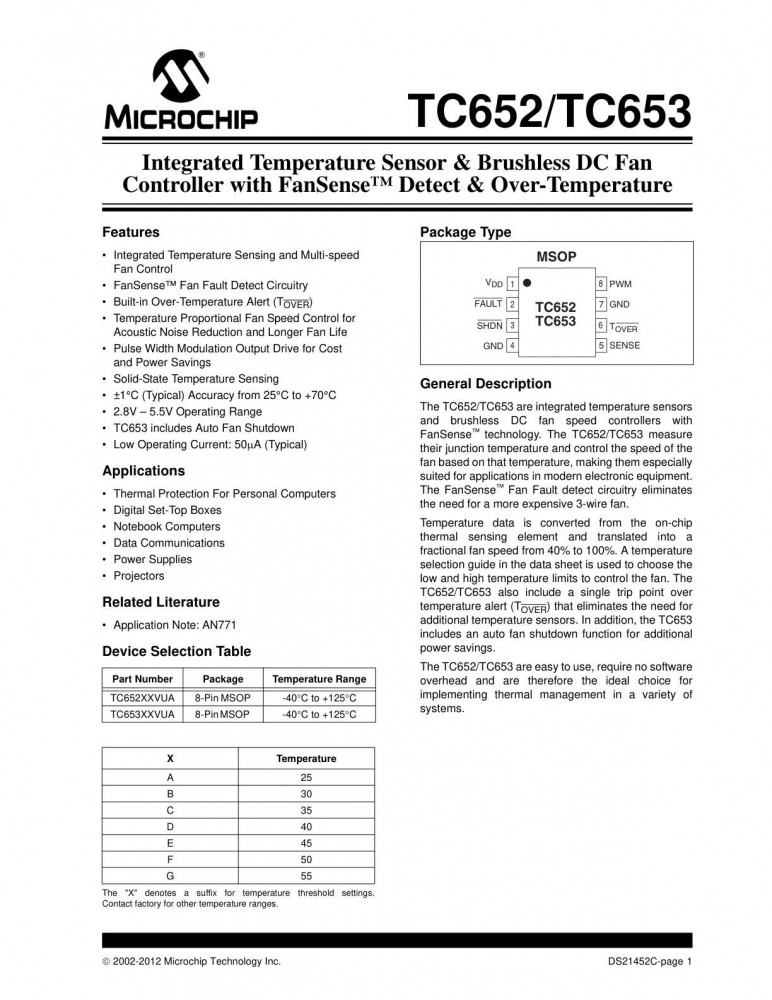 TC652AEVUA datasheet page 1