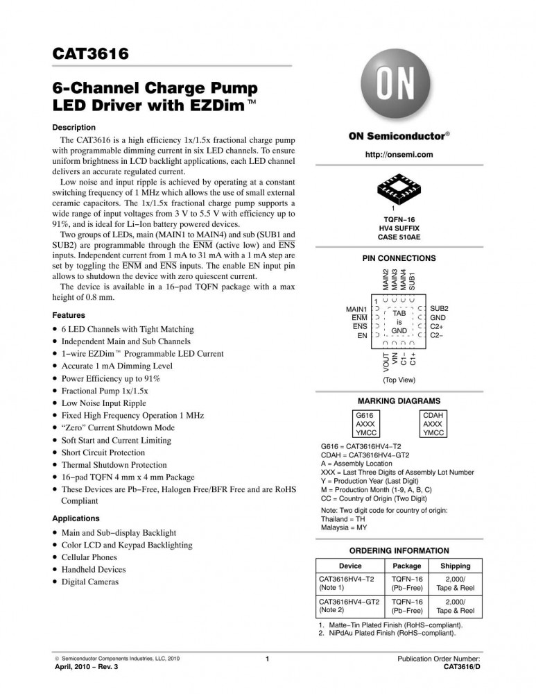 CAT3616 datasheet page 1