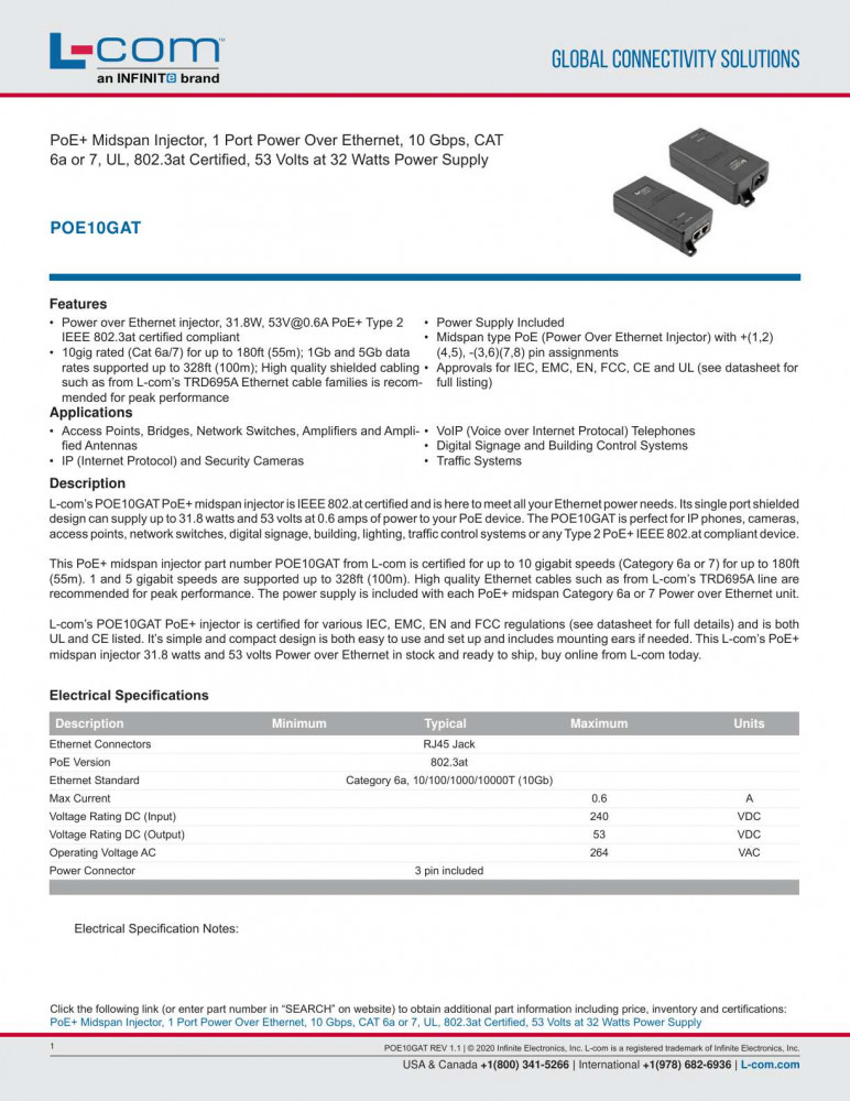 POE10GAT datasheet page 1