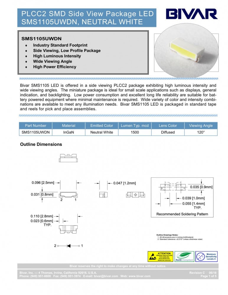 SMS1105UWDN datasheet page 1