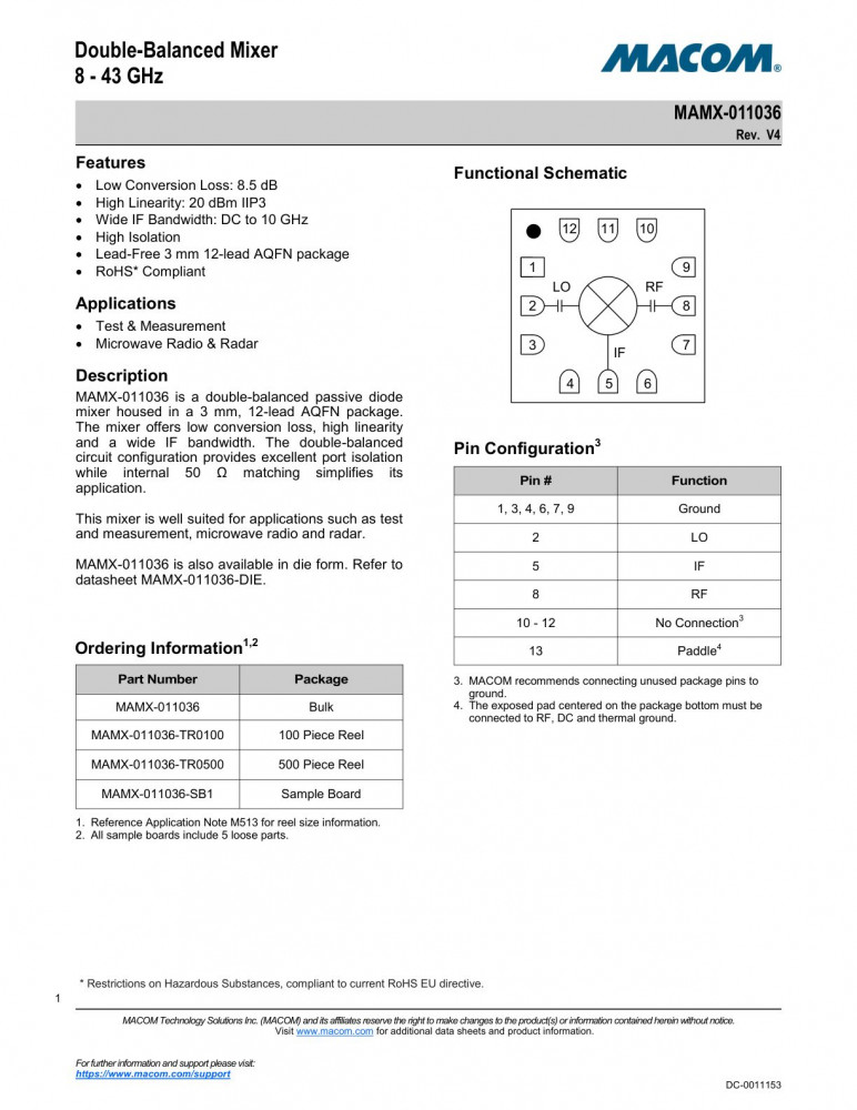 MAMX-011036 datasheet page 1