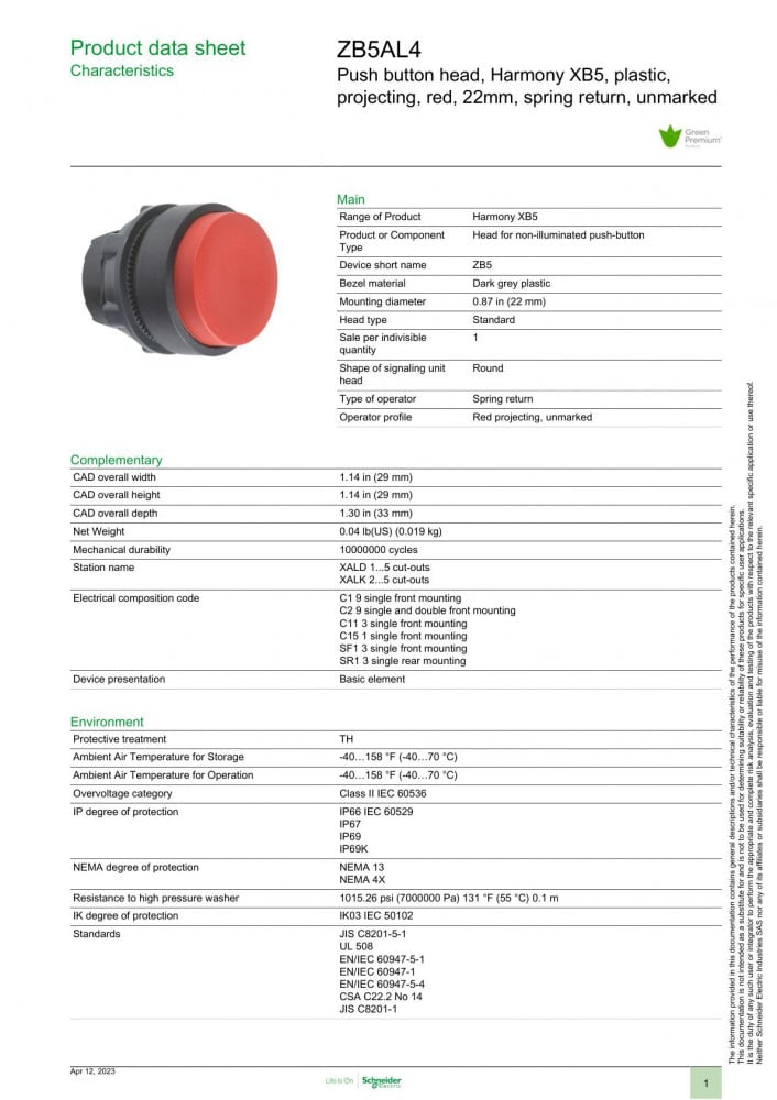 ZB5AL4 technical document page 1