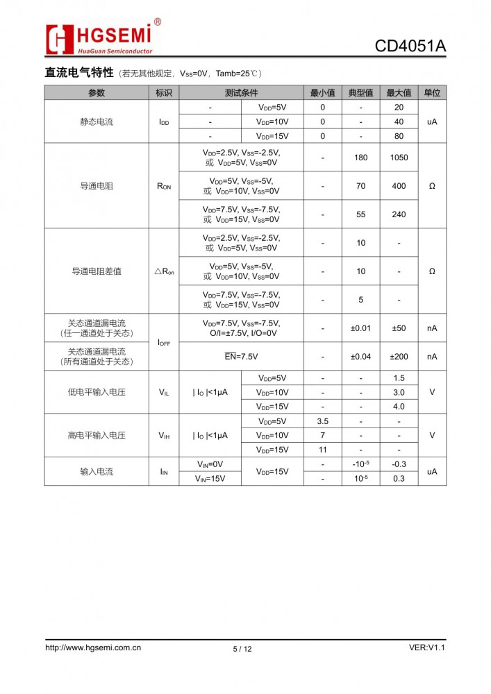 CD4051AMS/TR datasheet page 5
