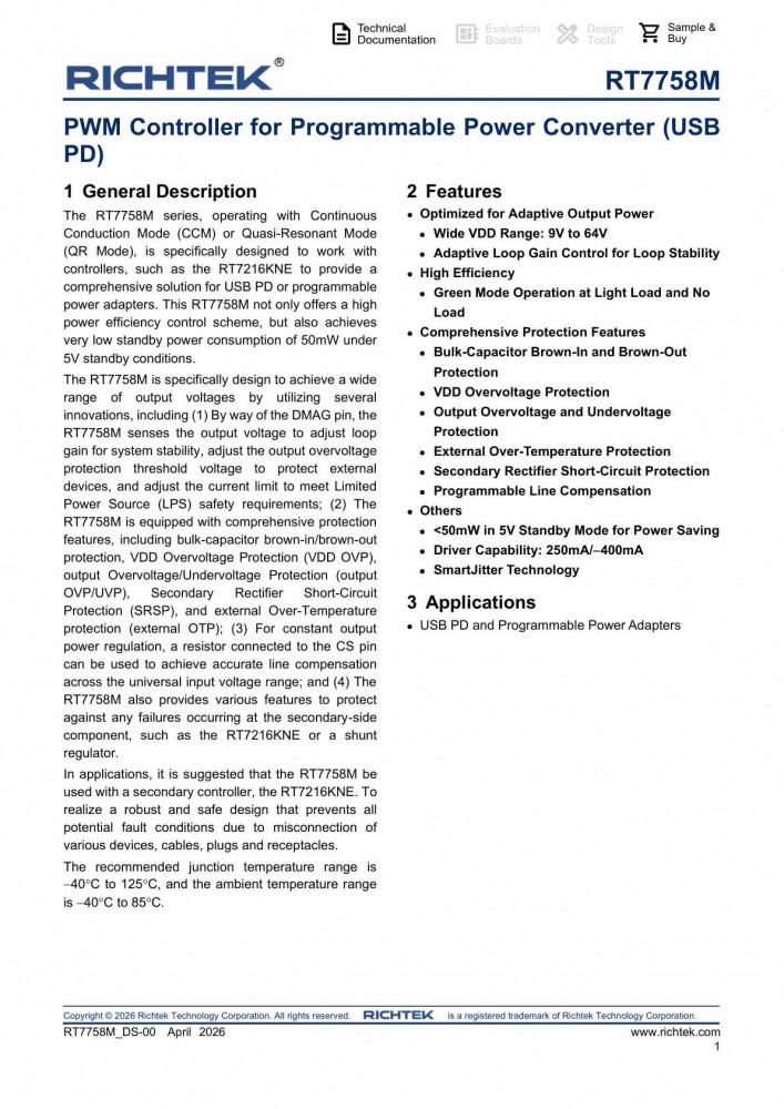 RT7758M datasheet page 1