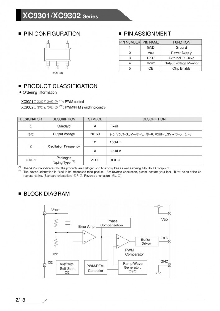 XC9302 technical document page 2
