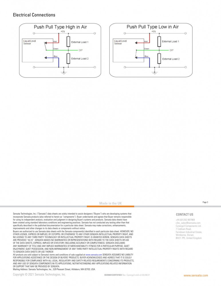 OLS5 series electrical connections page