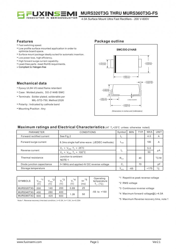 MURS320T3G-FS datasheet page 1