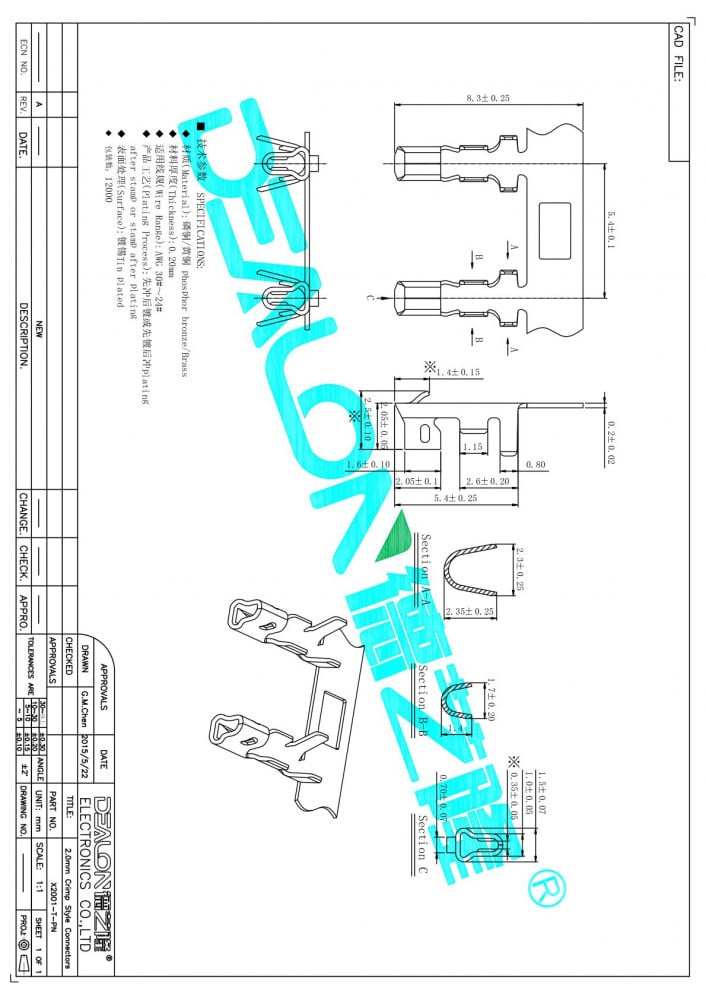 DEALON X2001-T-PN technical drawing preview