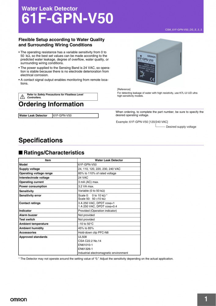 61F-GPN-V50 technical document page 1