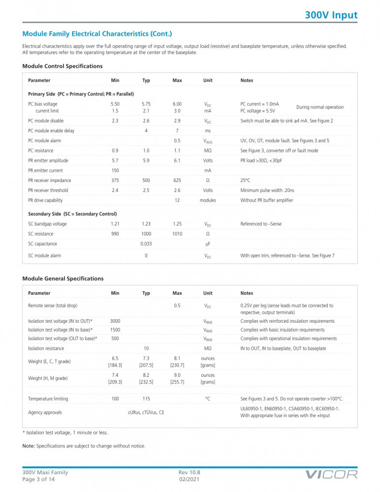 VICOR datasheet page 3