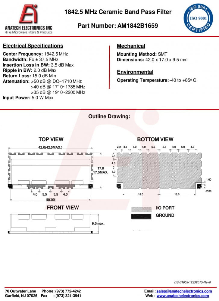 AM1842B1659 electrical specifications