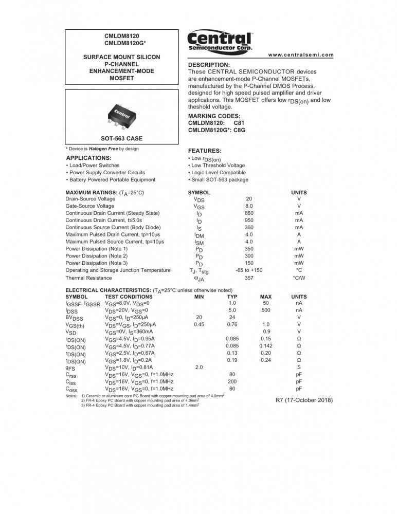 CMLDM8120G datasheet page 1