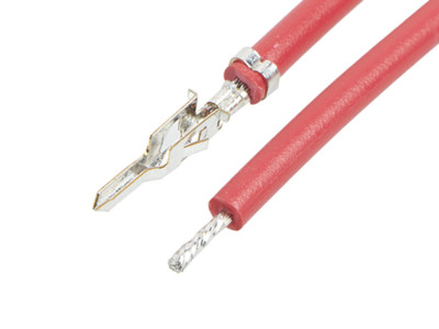Pre-Crimped Lead Mini-Fit Jr. Male-to-Pigtail, Tin (Sn) Plating, 450.00mm Length, 20 AWG, Red for sale