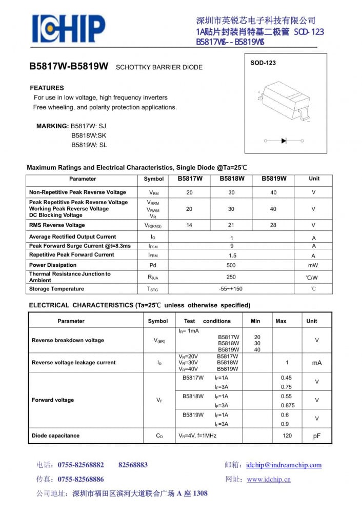 B5819W datasheet page 1