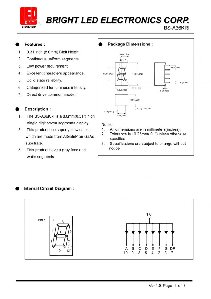 BS-A36KRI datasheet page 1