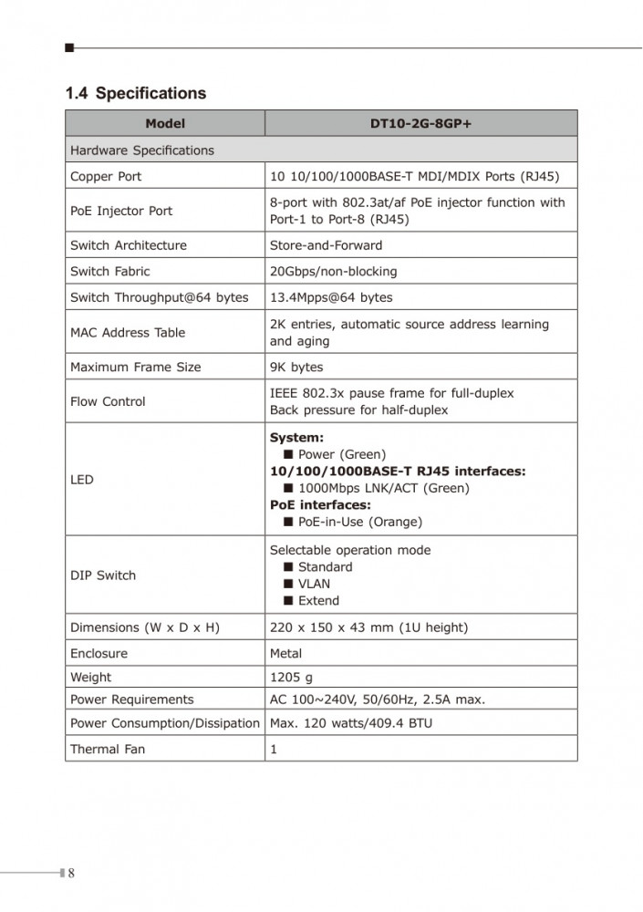 DT10-2G-8GP+ manual page 7