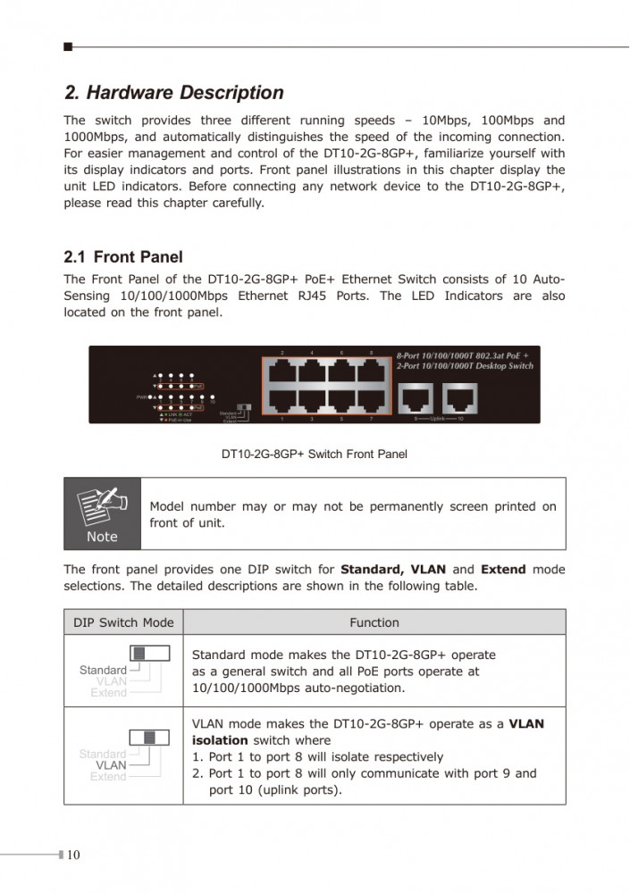 DT10-2G-8GP+ manual page 9