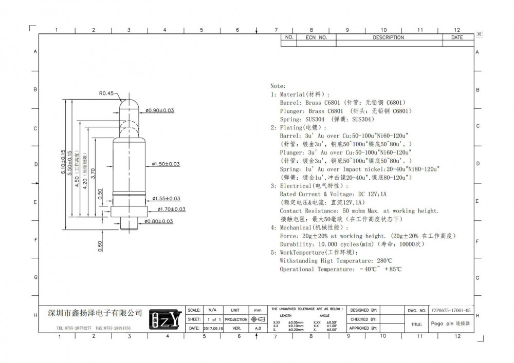 YZP0675-17061-05 specification document page 3