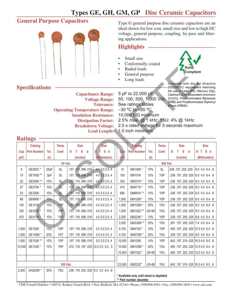 CDE GP322 technical document page 1