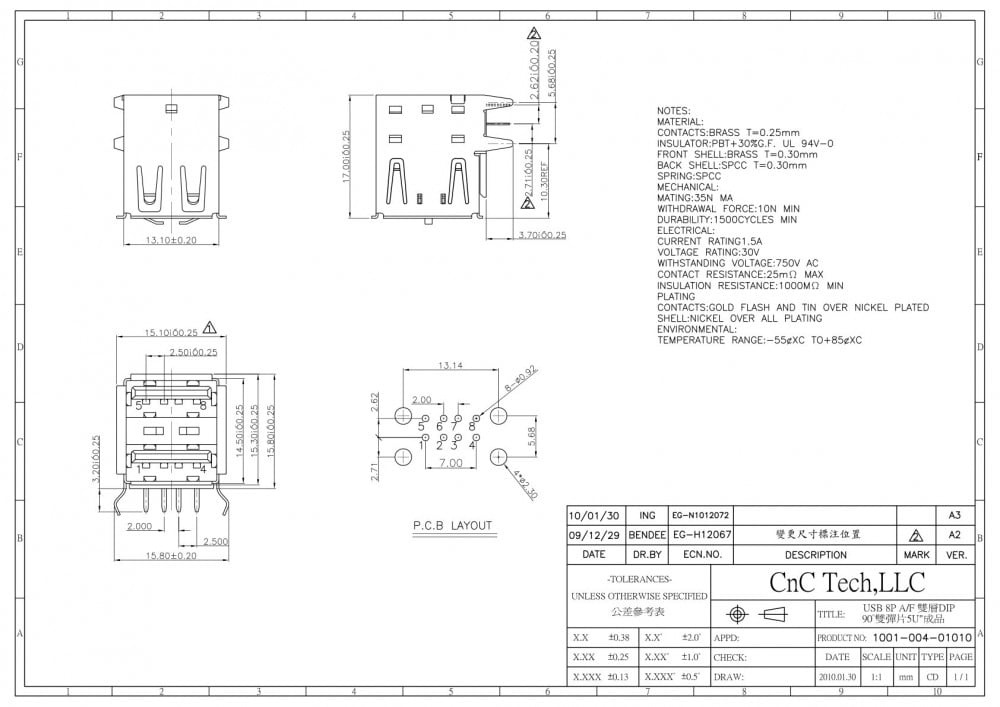 CNC Tech 1001-004-01010 technical drawing preview
