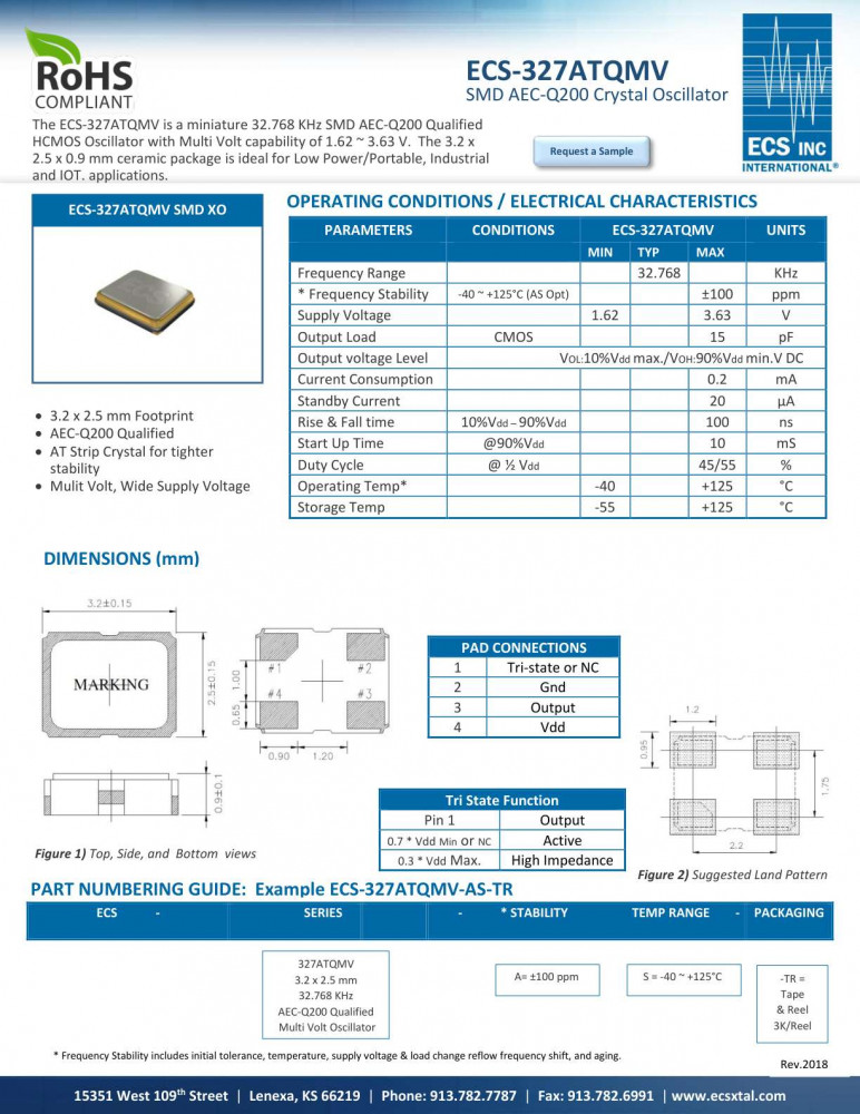 ECS-327ATQMV-AS-TR technical document page 1
