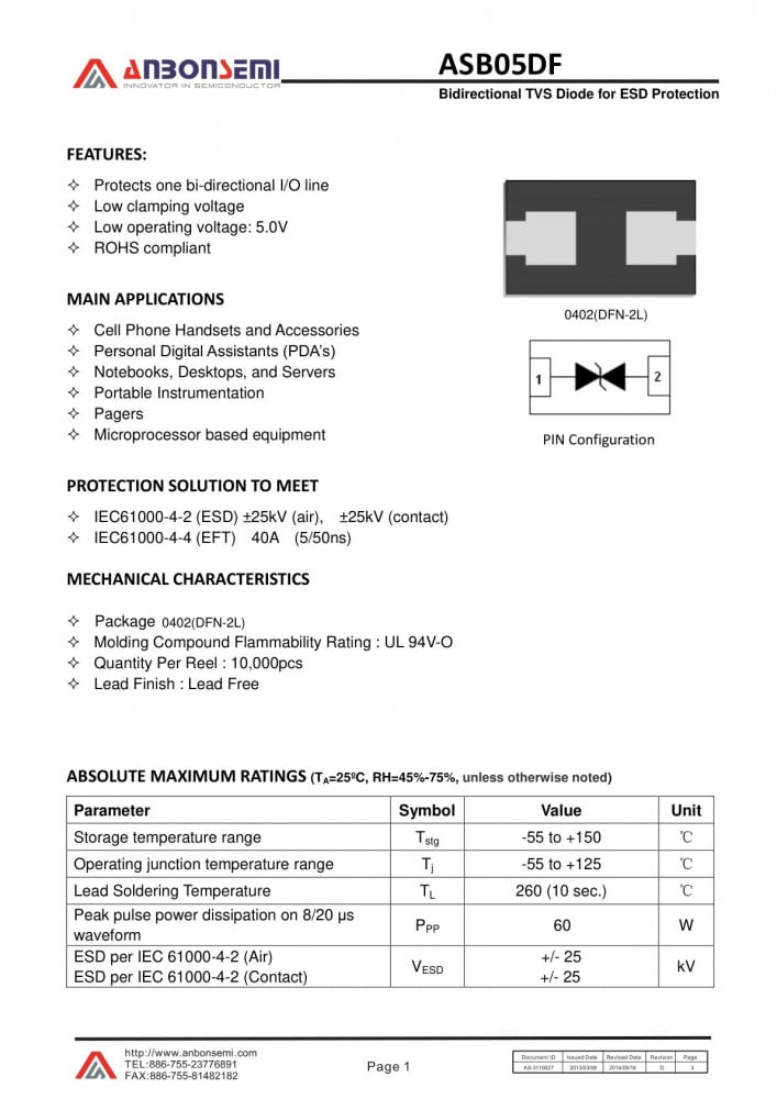 ASB05DF datasheet page 1