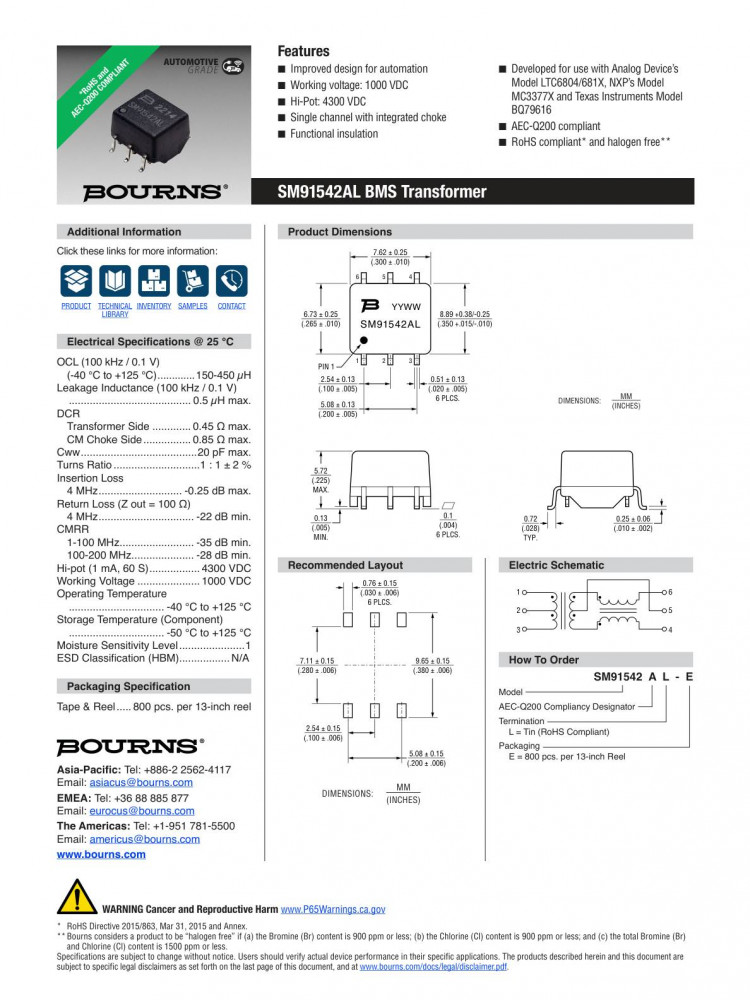 SM91542AL-E datasheet page 1