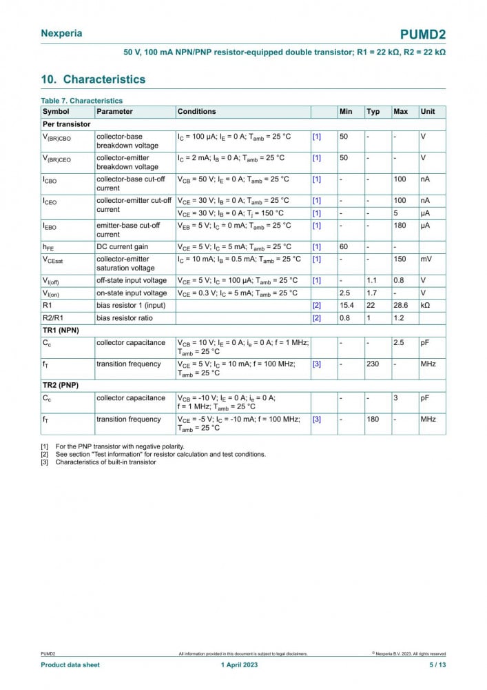 PUMD24,115 datasheet page 5
