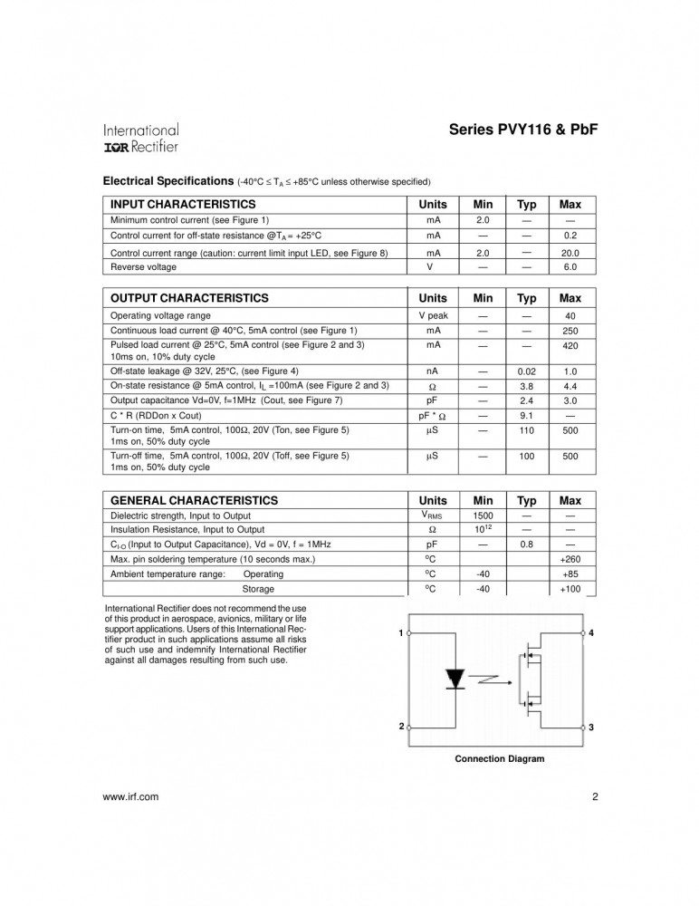 PVY116-TPBF datasheet page 2