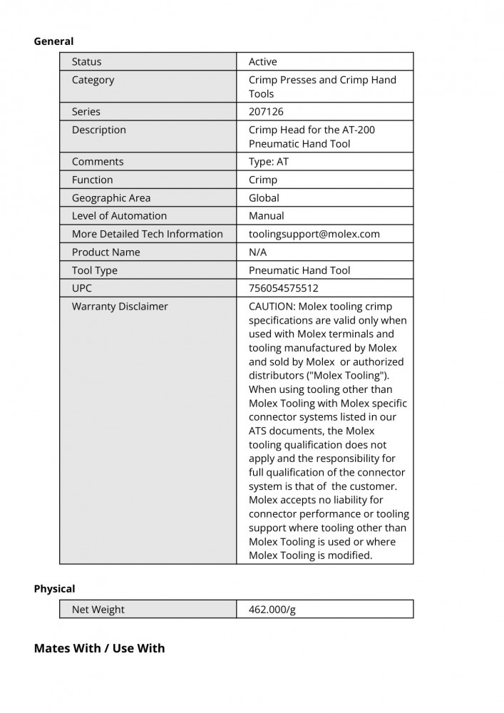 Document page 2 for MOLEX 640070100