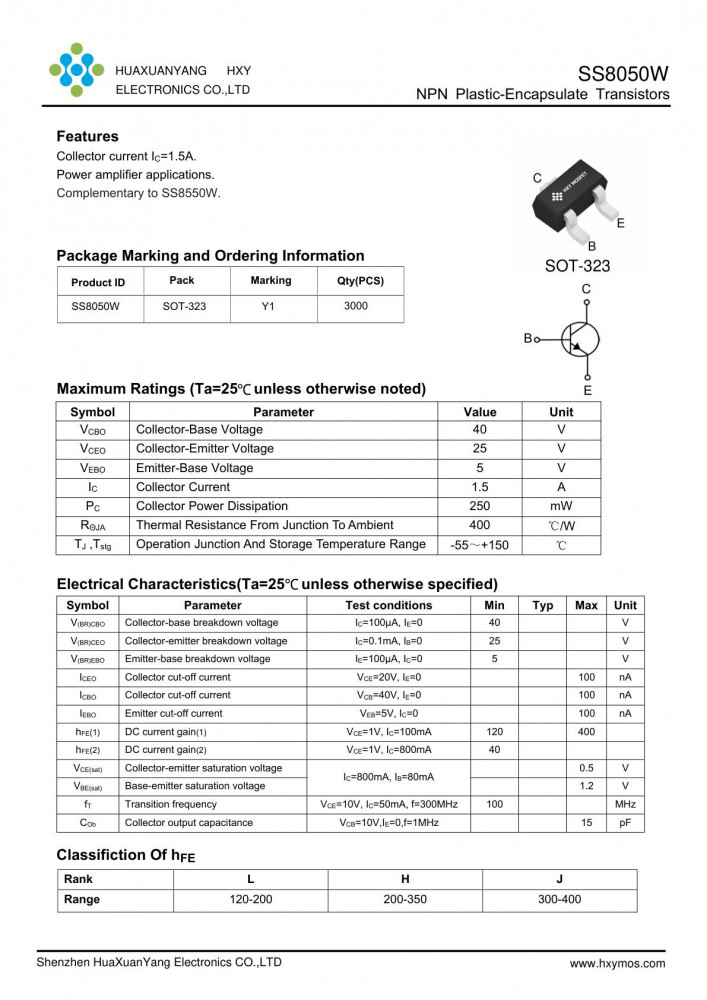 SS8050W datasheet page 1