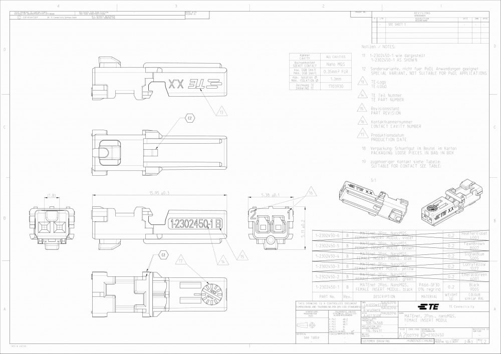 TE Connectivity 2302450-1 technical drawing page 2