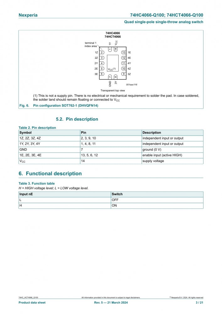 74HC4066BQ-Q100 datasheet page 3