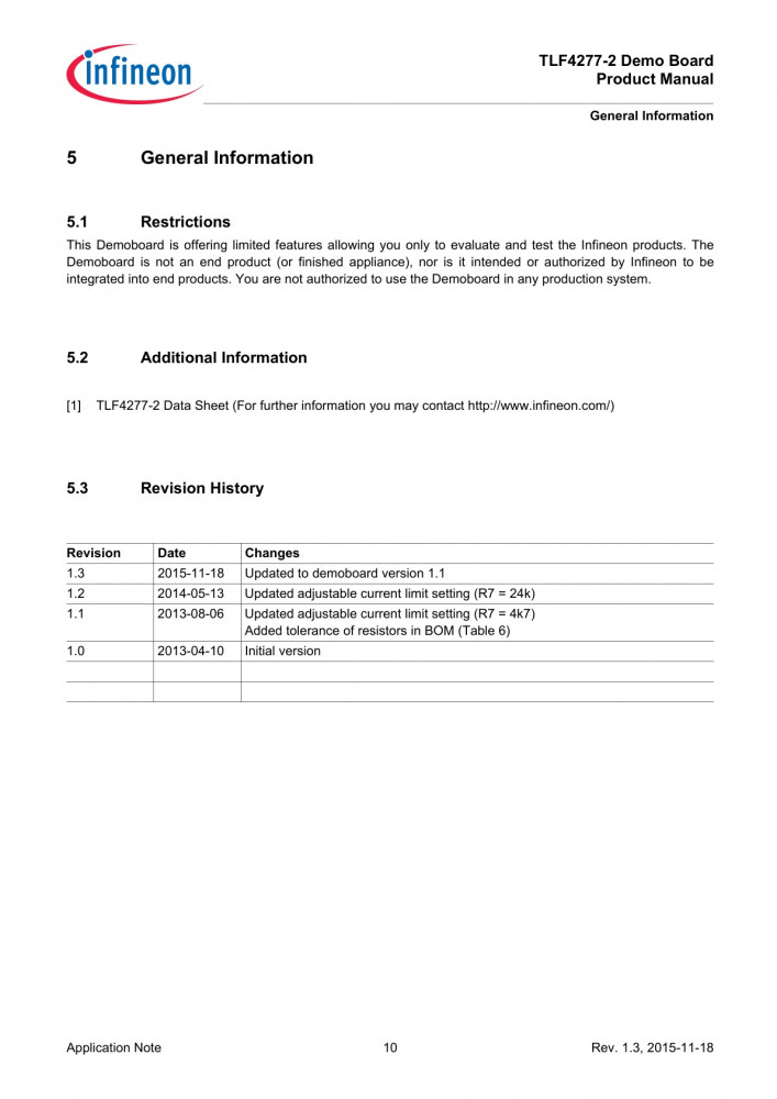 TLF4277-2 Demo Board manual page 10