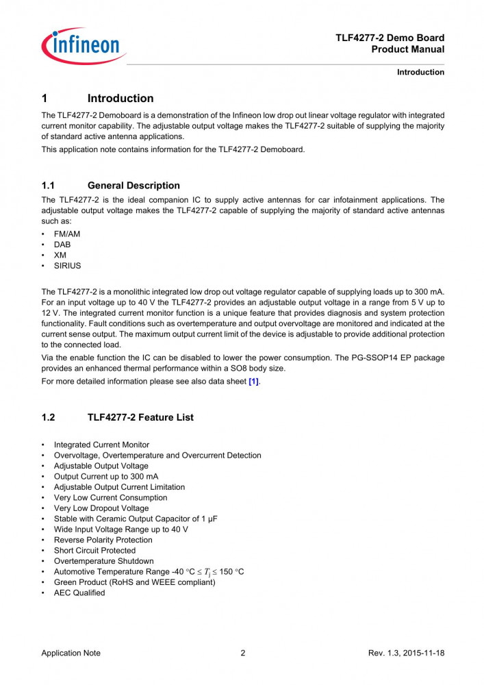 TLF4277-2 Demo Board manual page 2
