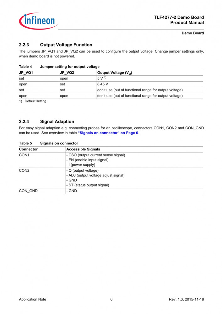 TLF4277-2 Demo Board manual page 6