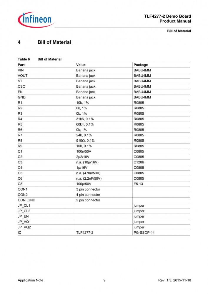 TLF4277-2 Demo Board manual page 9
