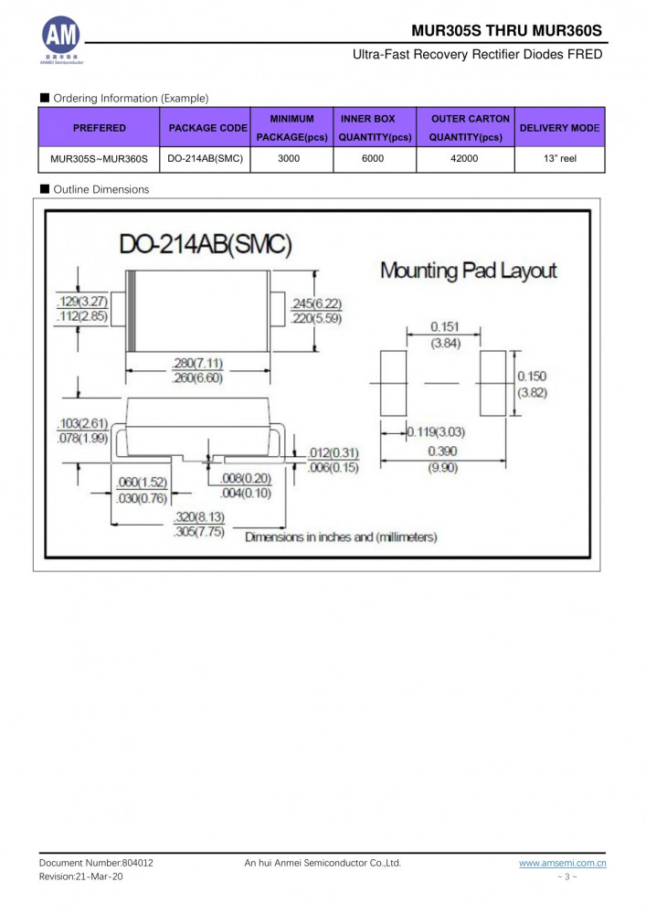 amsem MUR320S datasheet page 3