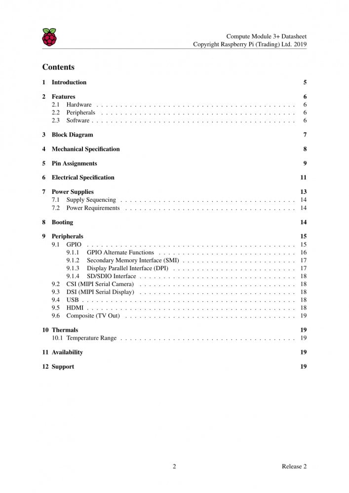 Raspberry Pi Compute Module 3+ datasheet page 3