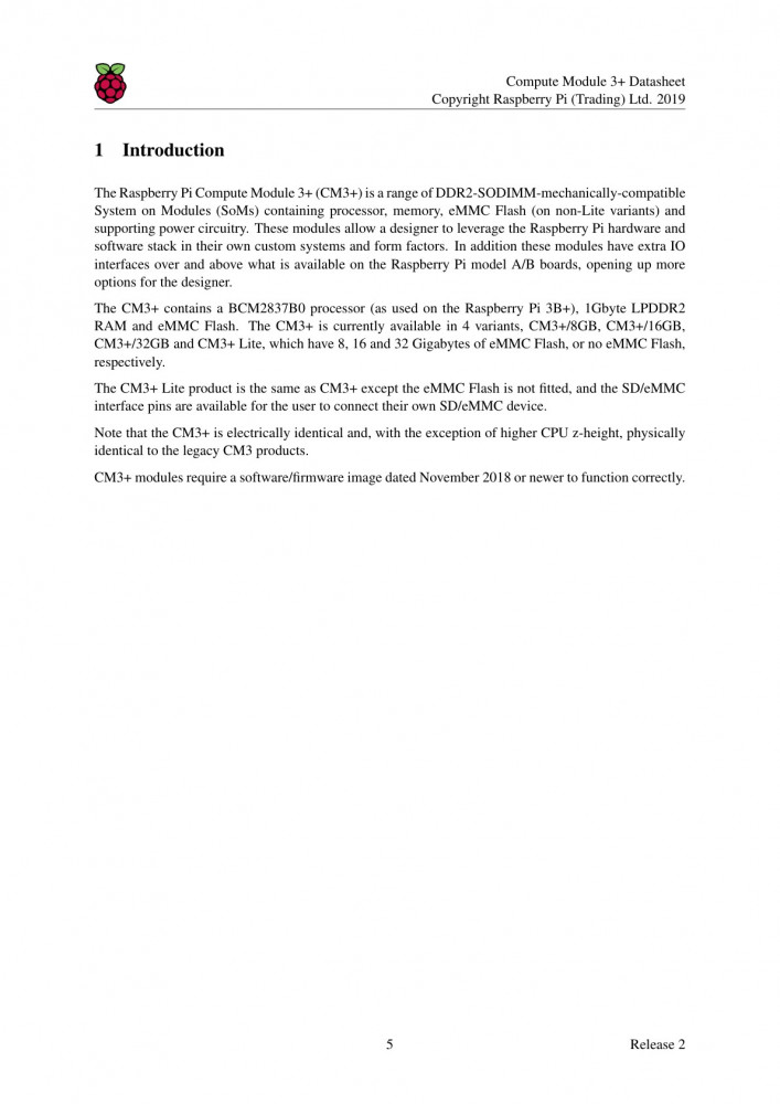 Raspberry Pi Compute Module 3+ datasheet page 6