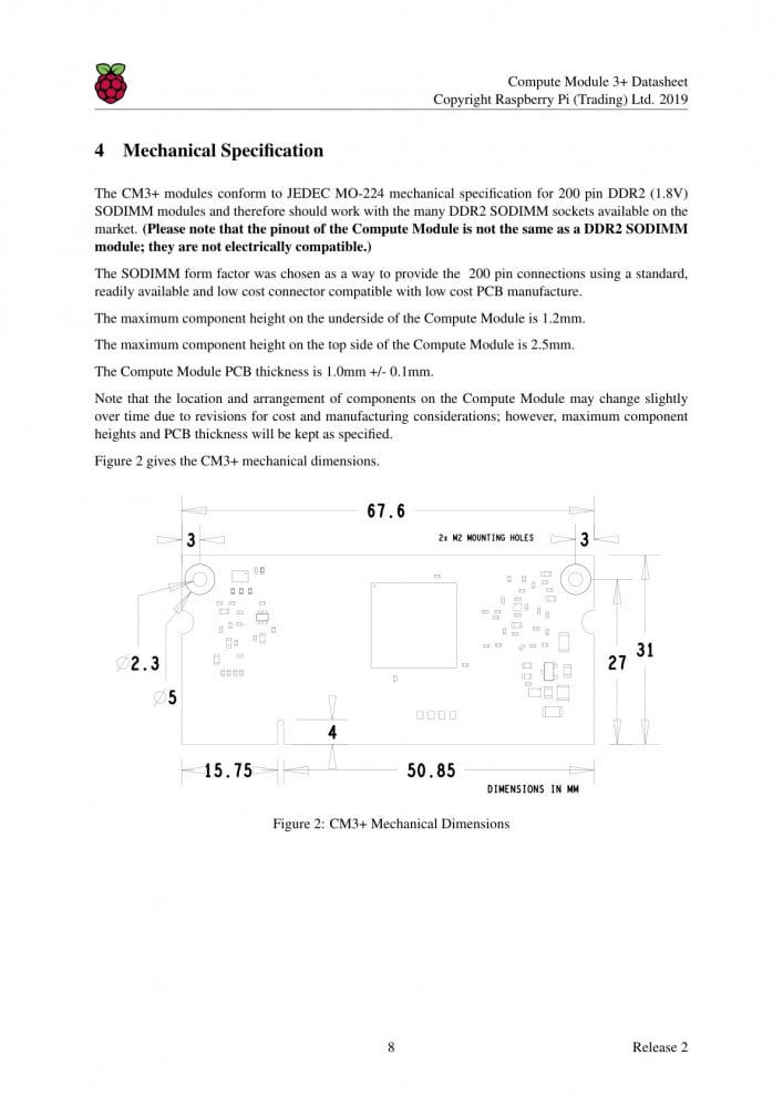 Raspberry Pi Compute Module 3+ datasheet page 9