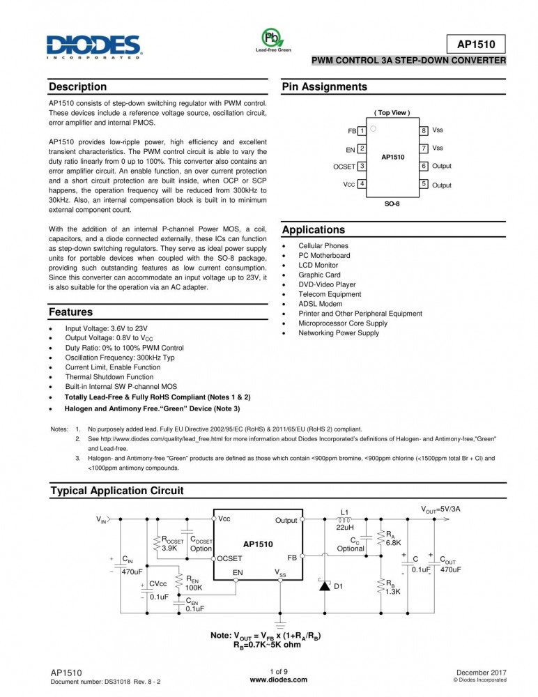 AP1510SG-13 datasheet page 1